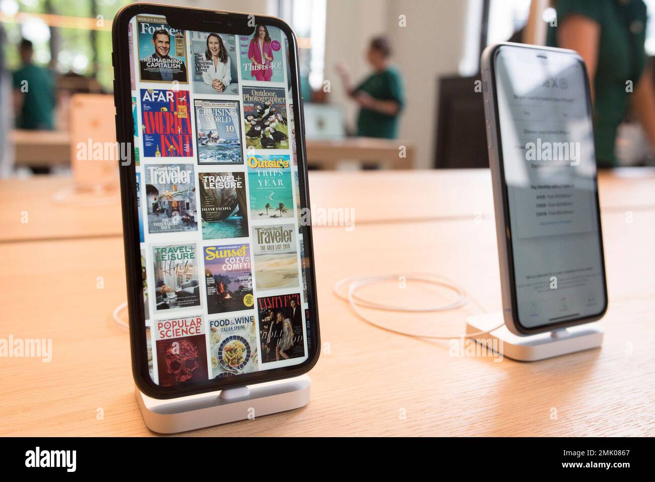 iPhones are on display as Apple opens their new store, Apple Carnegie ...