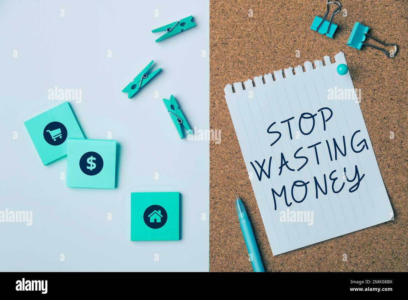 Sign displaying Stop Wasting Money. Business concept advicing person or ...
