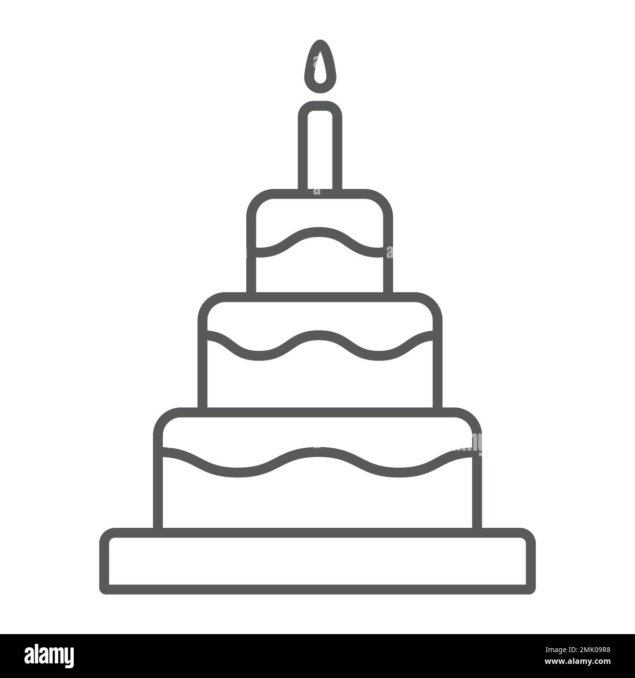 Cake thin line icon, food and dessert, sweets sign, vector graphics, a ...