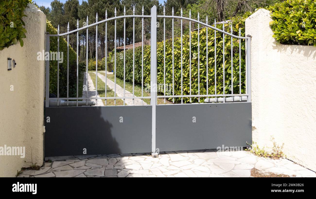 grey dark steel classic retro design metal aluminum gate of vintage ...