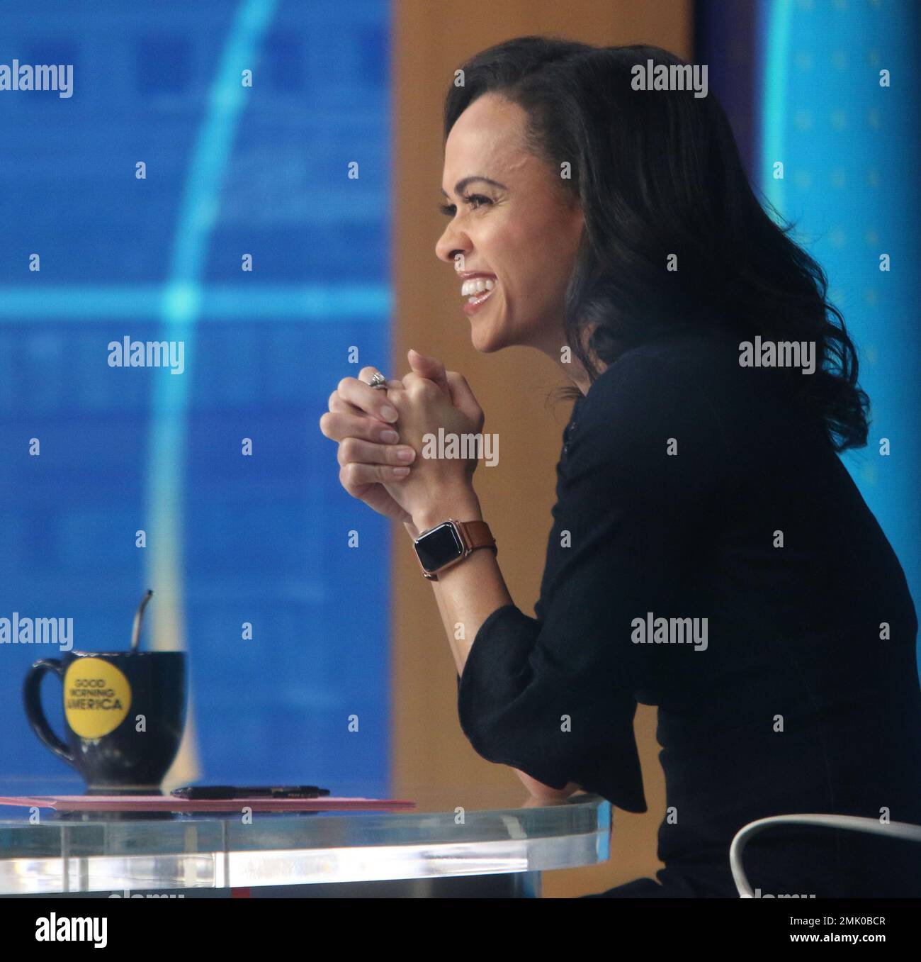 ‘Good Morning America’ cast seen on set. -PICTURED: Linsey Davis ...