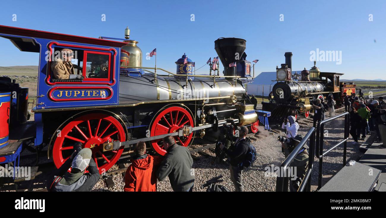 The Jupiter, Central Pacific's No. 60, left, and Union Pacific No. 119 ...