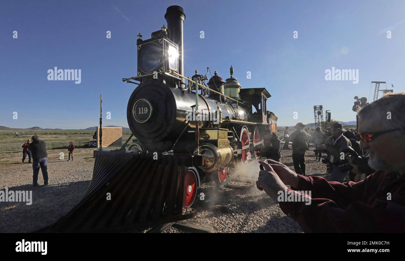 The Union Pacific No. 119, arrives for the the commemoration of the ...