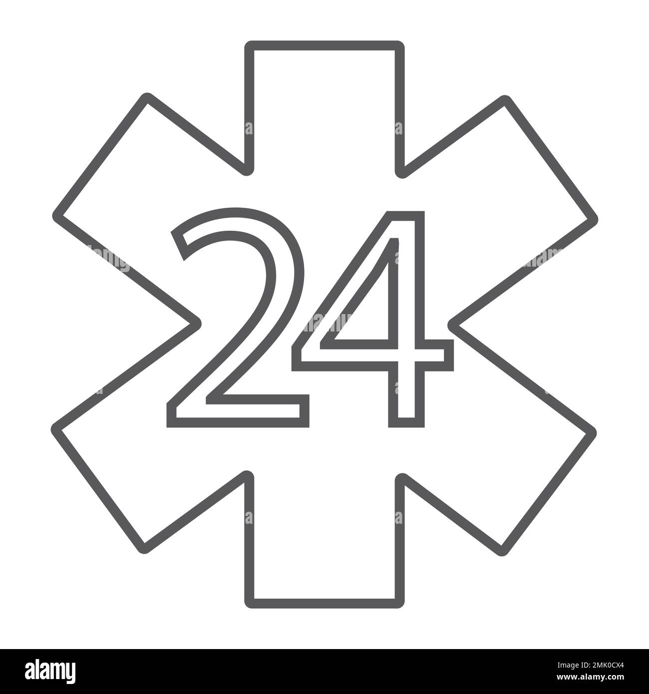 Life star thin line icon, medical and emblem, 24 hours sign, vector ...