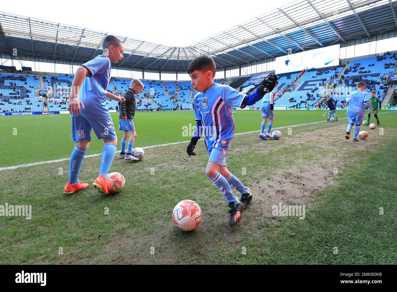 Coventry City mascots playing football before the Sky Bet Championship ...