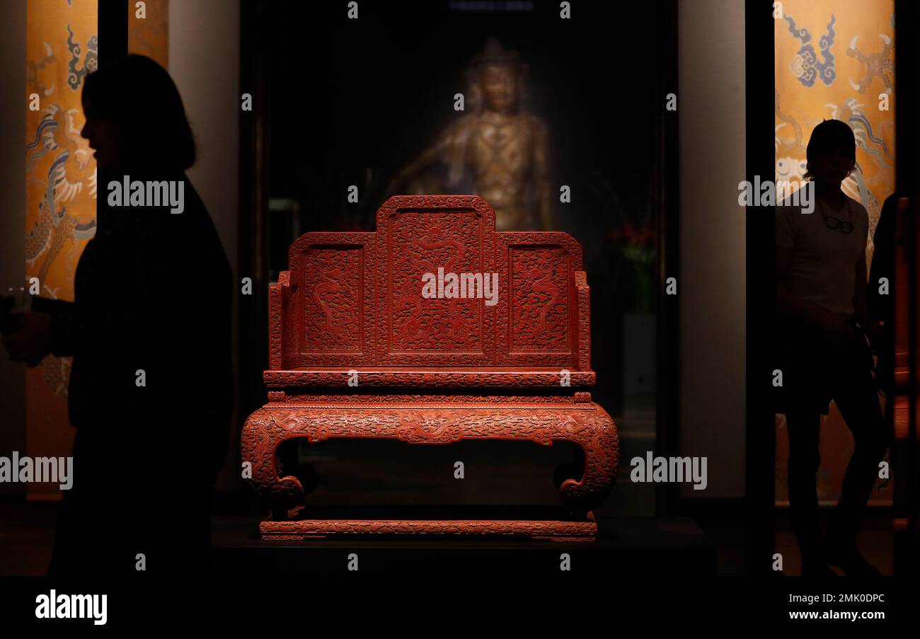 A rare Chinese Imperial 'Nine Dragon' Lacquer Throne dated from the ...