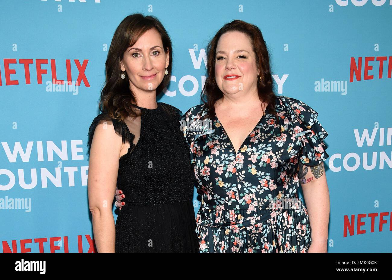 Writers Liz Cackowski, left, and Emily Spivey attend the premiere of ...