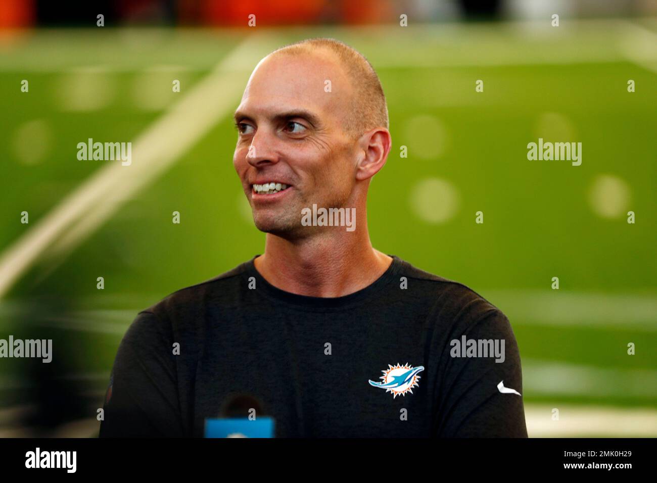 Miami Dolphins offensive coordinator Chad O'Shea speaks to the media ...