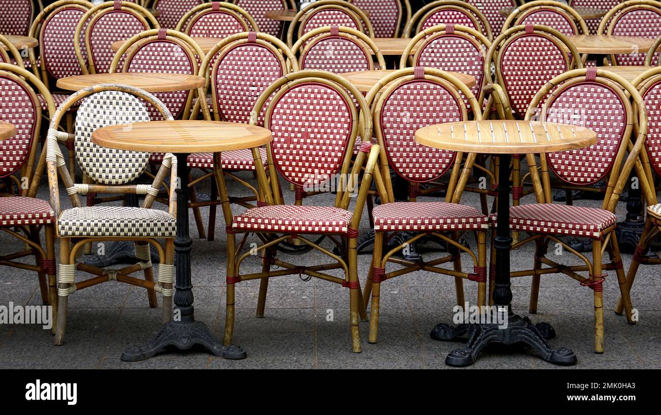 Chairs are pictured in front of a tourist restaurant at the ...