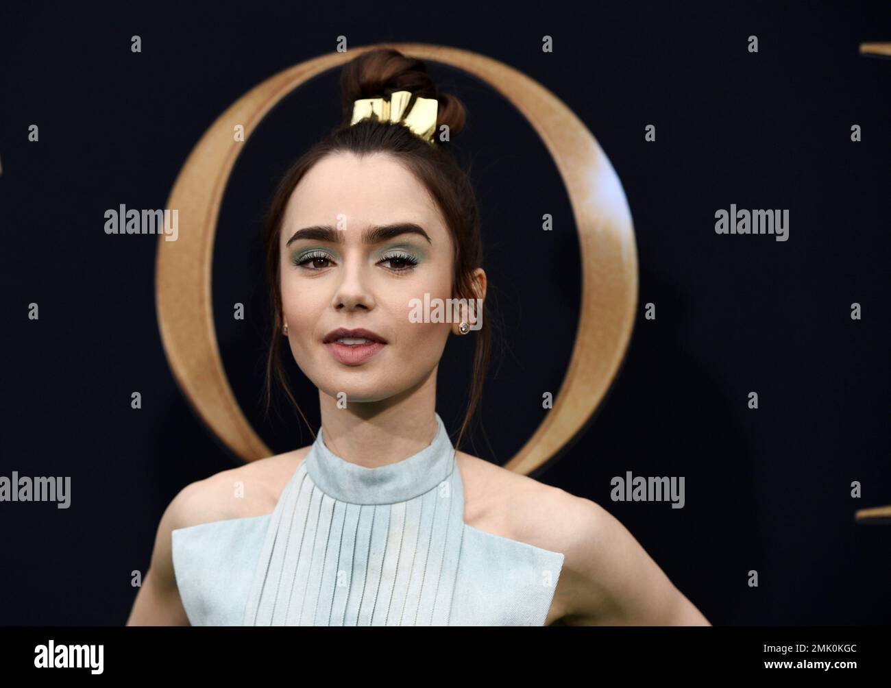 Lily Collins, a cast member in "Tolkien," poses at the premiere of the ...