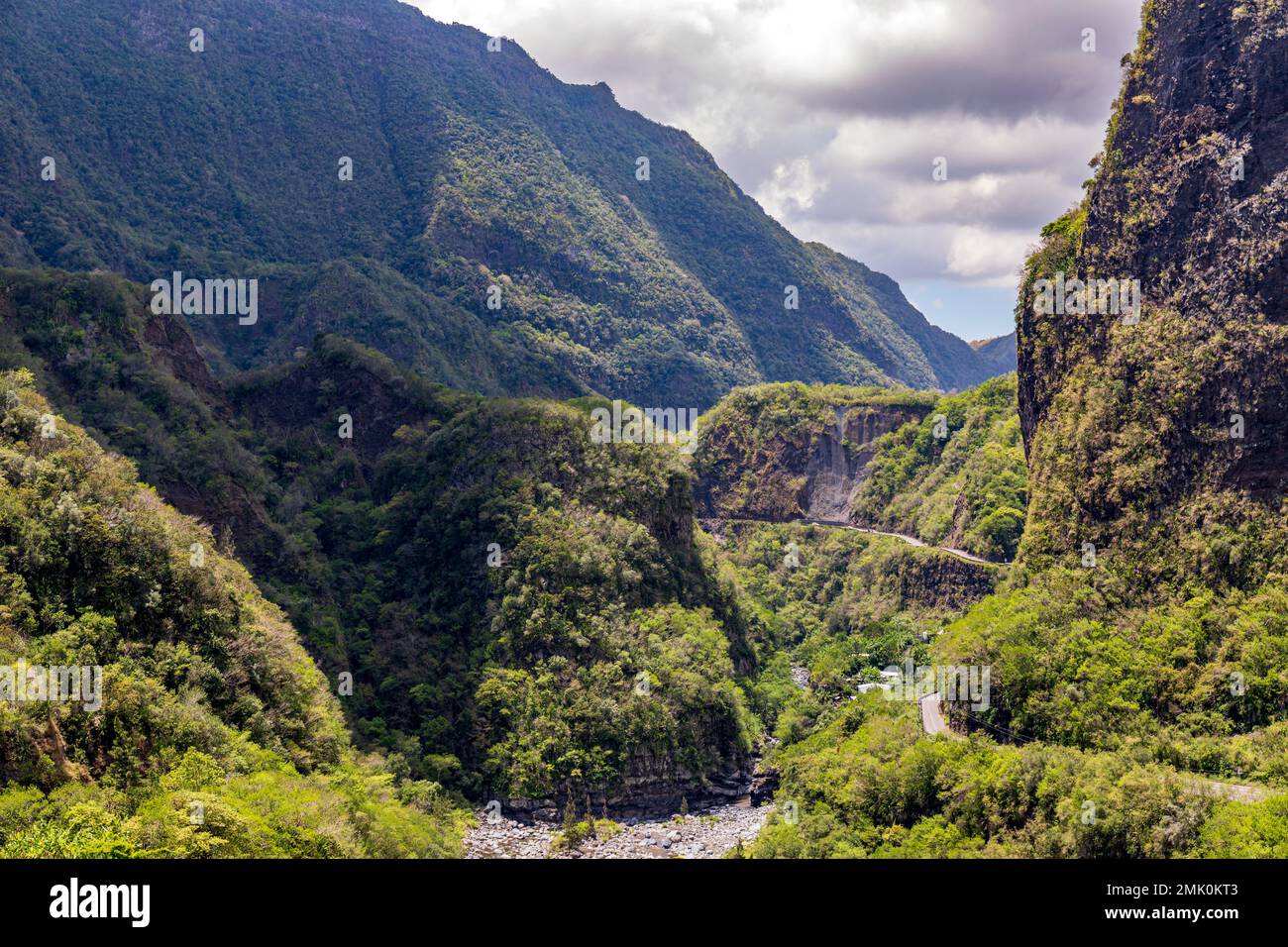 Cilaos, Reunion Island - The road to the cirque Stock Photo - Alamy