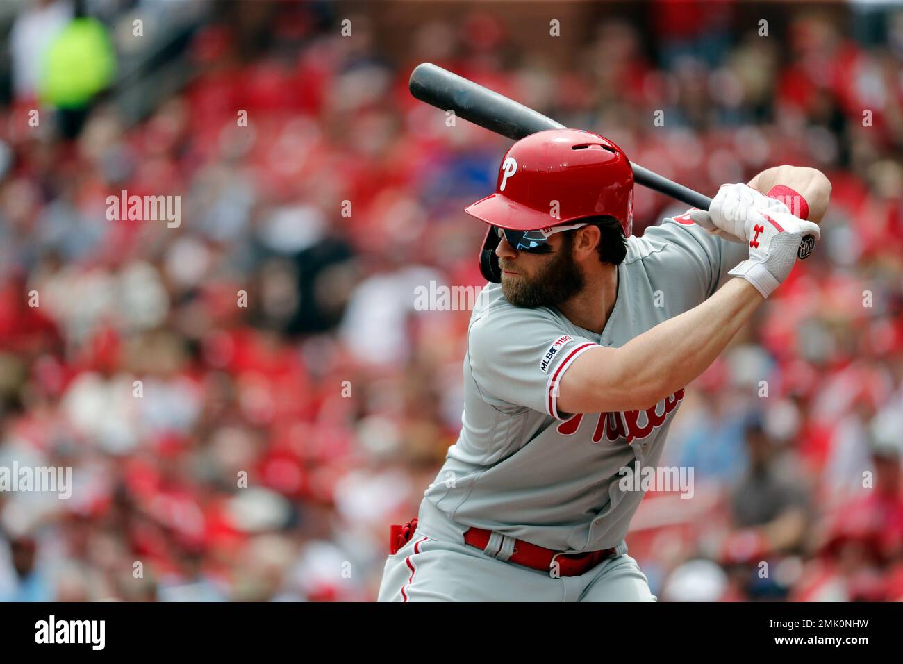 Philadelphia Phillies' Bryce Harper bats during the first inning of a ...