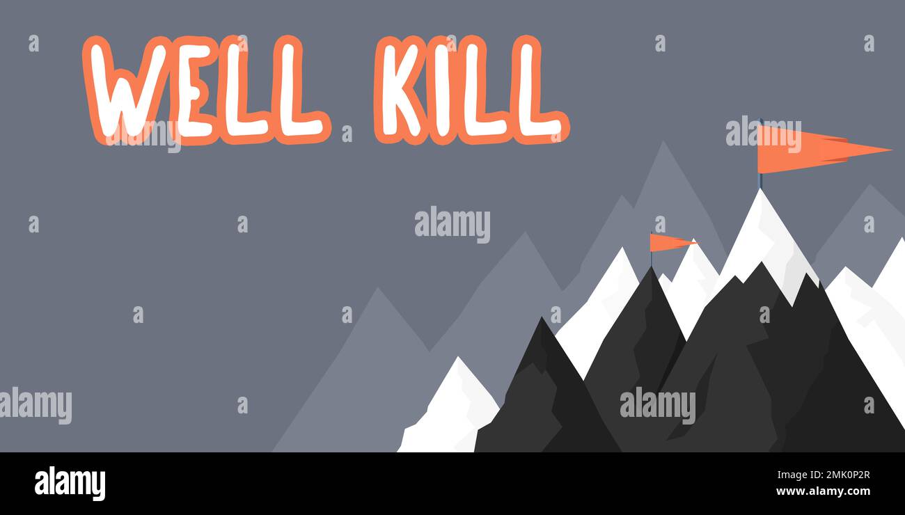 Sign displaying Well Kill. Business concept placing a column of heavy ...