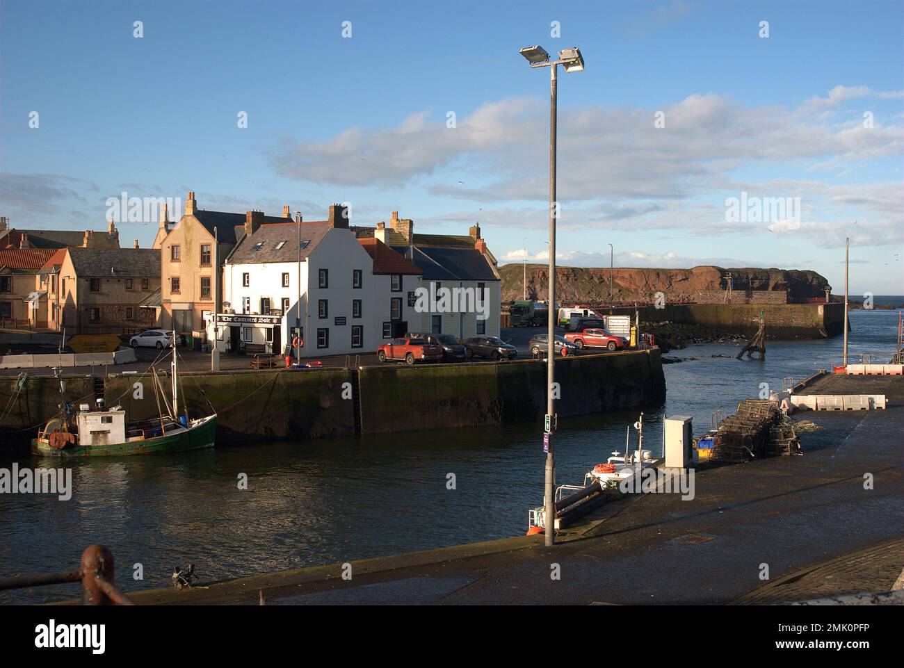 Eyemouth harbour fishing boat and town Berwickshire Stock Photo - Alamy