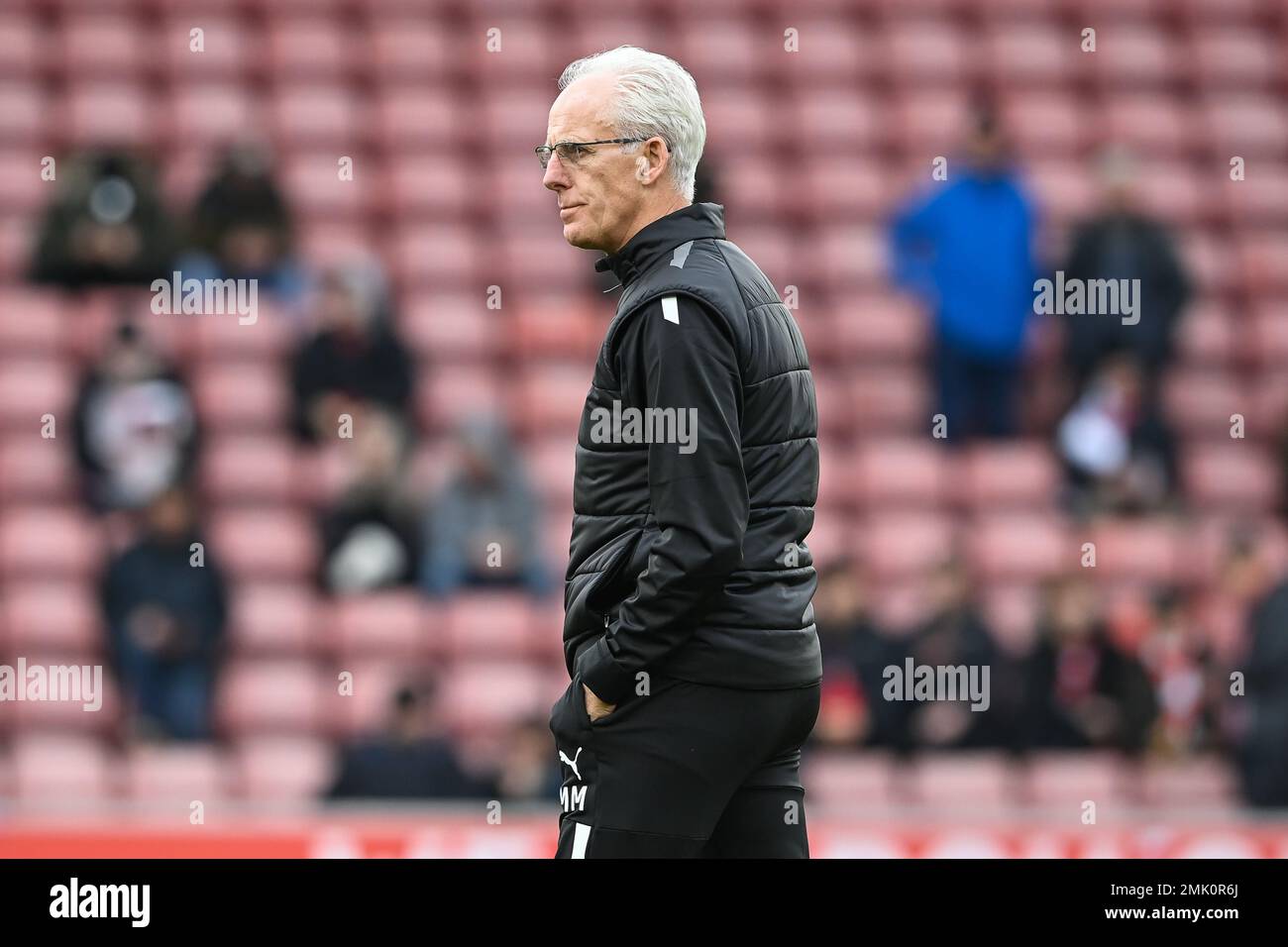 Mick McCarthy Manager of Blackpool during the pre-game warmup ahead of ...