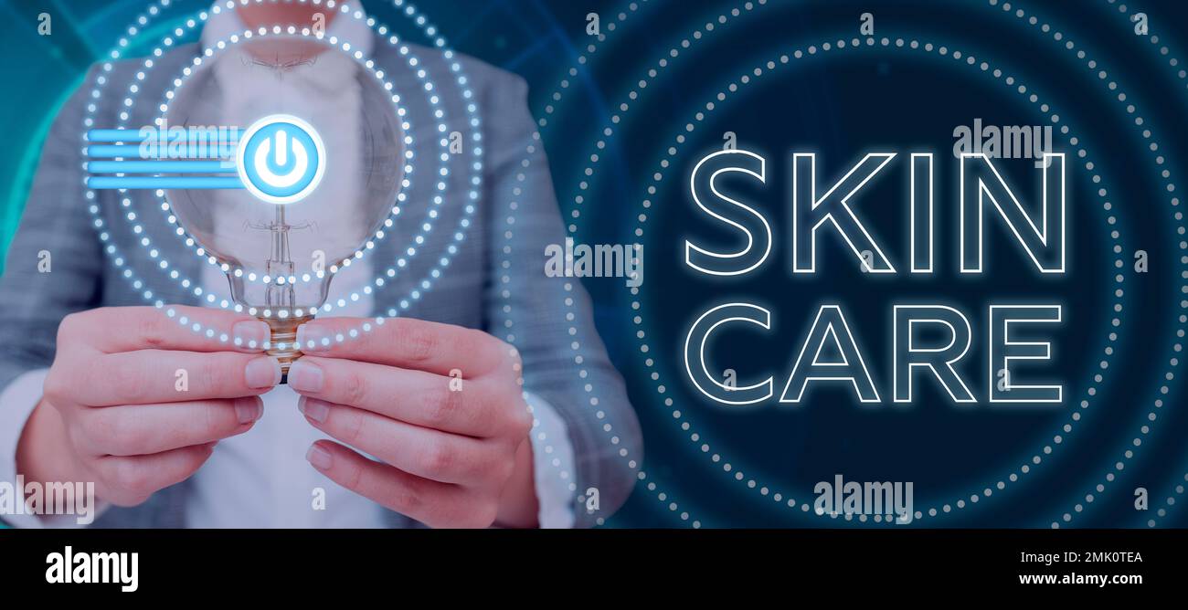 Conceptual display Skin Care. Concept meaning things that you do or use ...