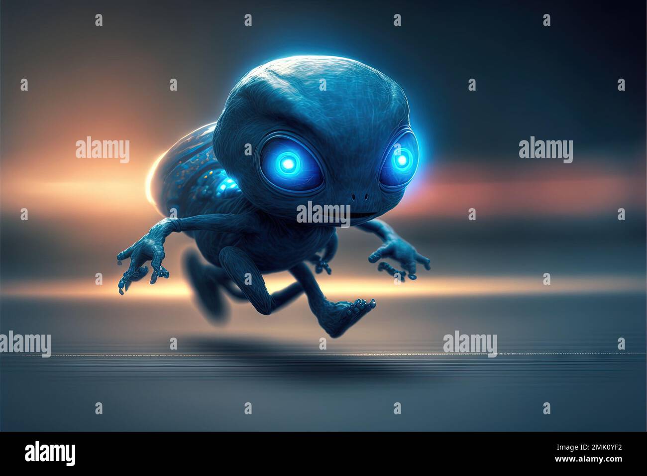 A Blue Alien running at lightspeed illustration generative ai Stock ...