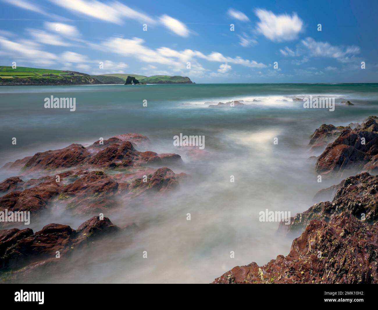 Sea waves of rocks and Thurlestone at South Milton, Devon UK Stock ...