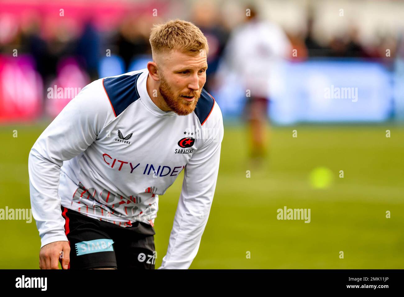 London, UK. 28th Jan, 2023. Jackson Wray of Saracens captaining team on ...