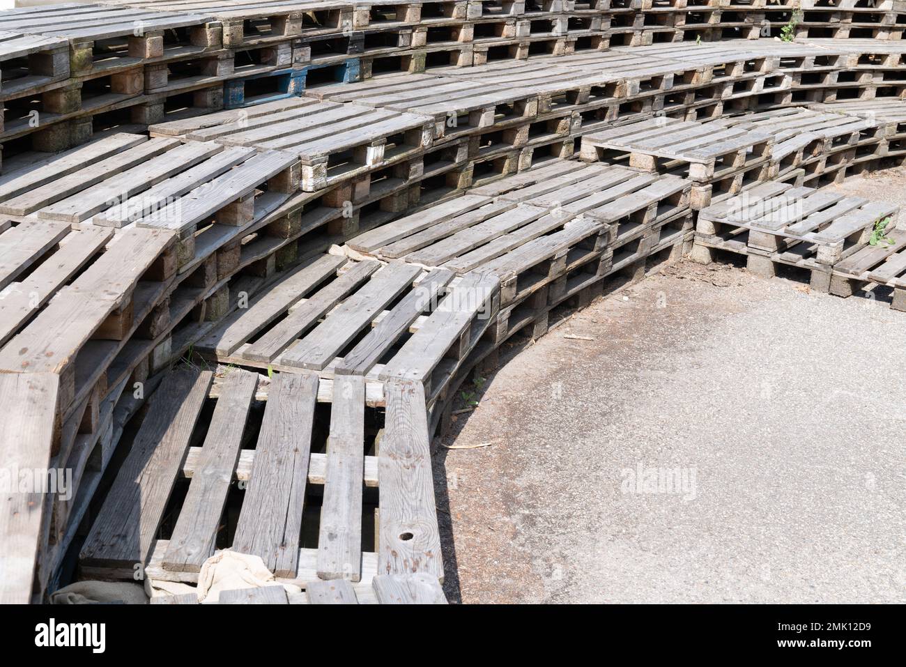 wooden pallets building structure for stage scene amphitheater open air ...
