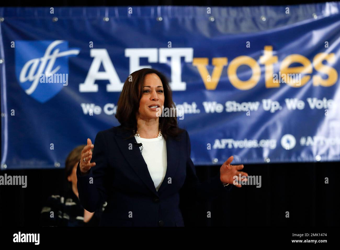 Democratic presidential candidate Sen. Kamala Harris, D-Calif., speaks ...