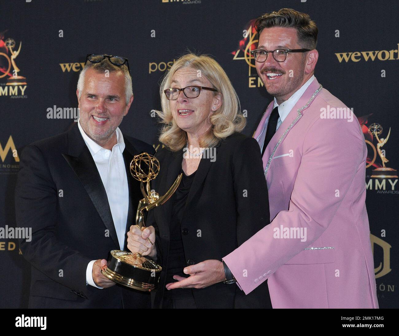 Ed Glavin, from left, Mary Connelly and Kevin Leman pose in the press ...