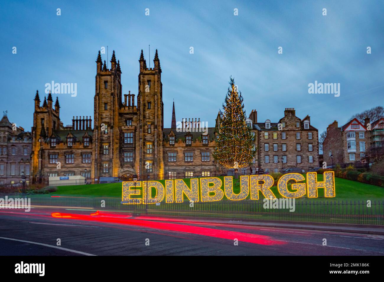 Edinburgh in Lights on the Mound Stock Photo - Alamy