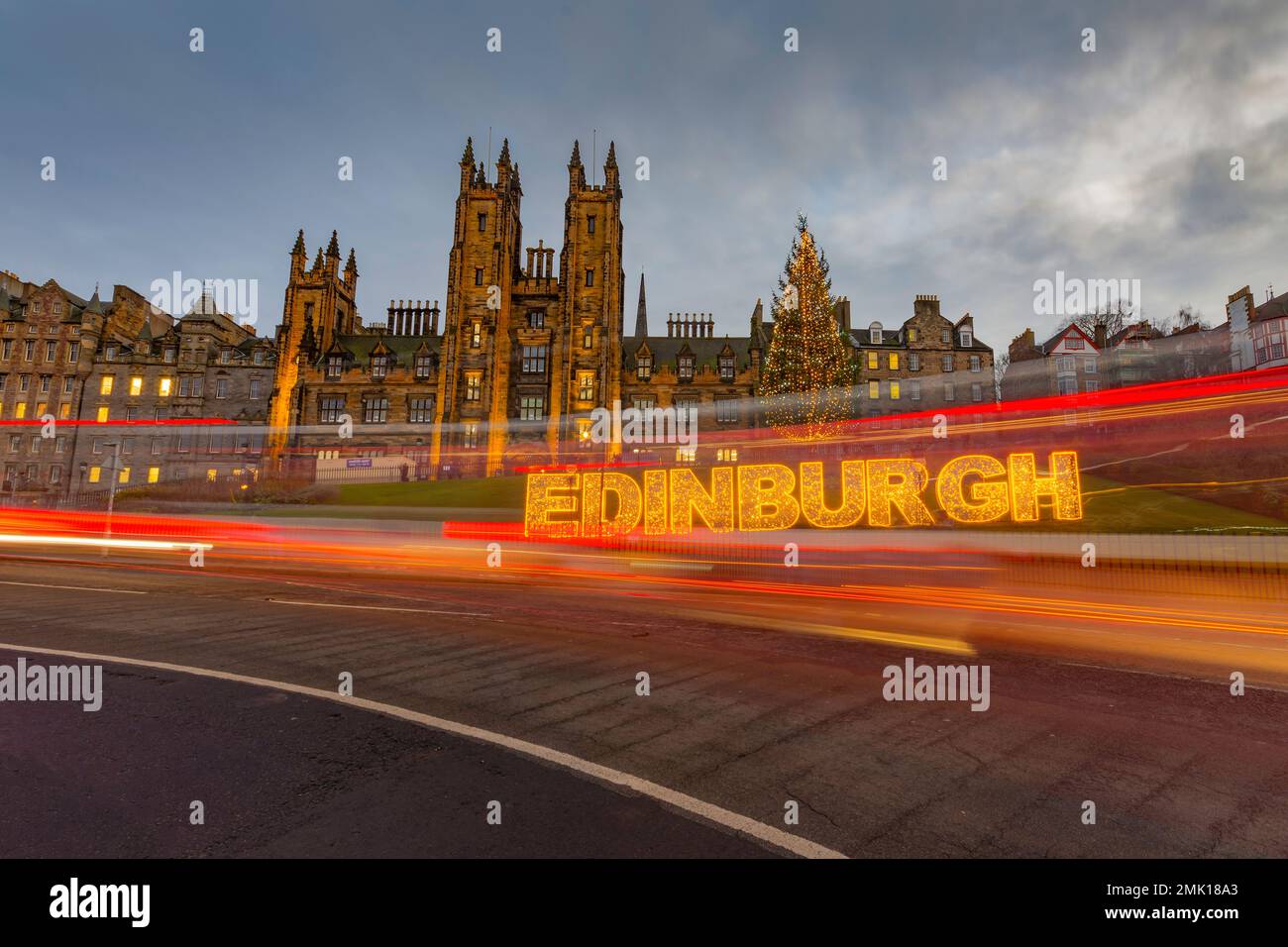 Edinburgh in Lights on the Mound Stock Photo - Alamy