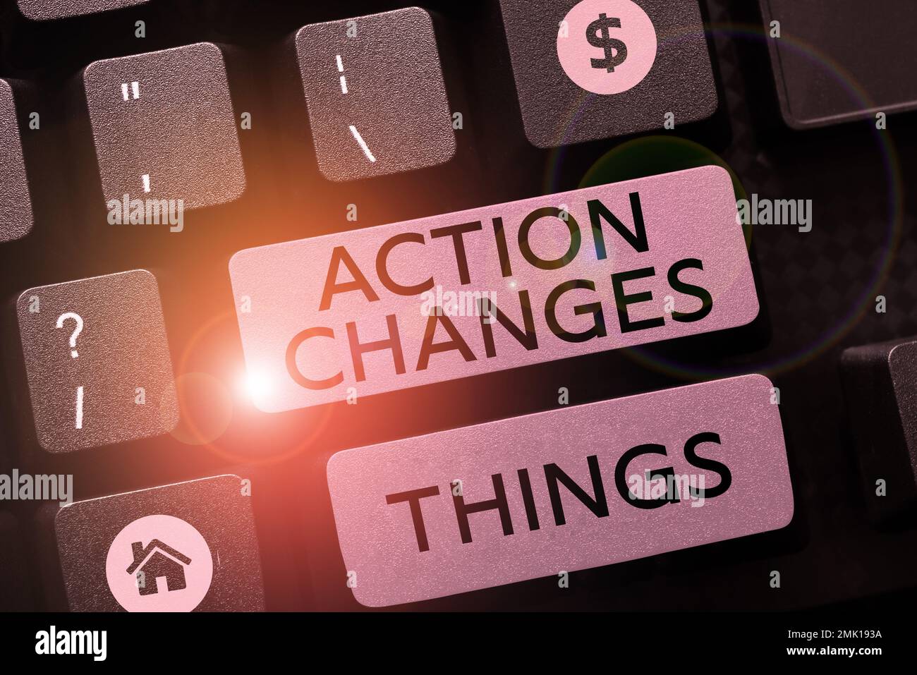 Writing displaying text Action Changes Things. Word Written on doing ...