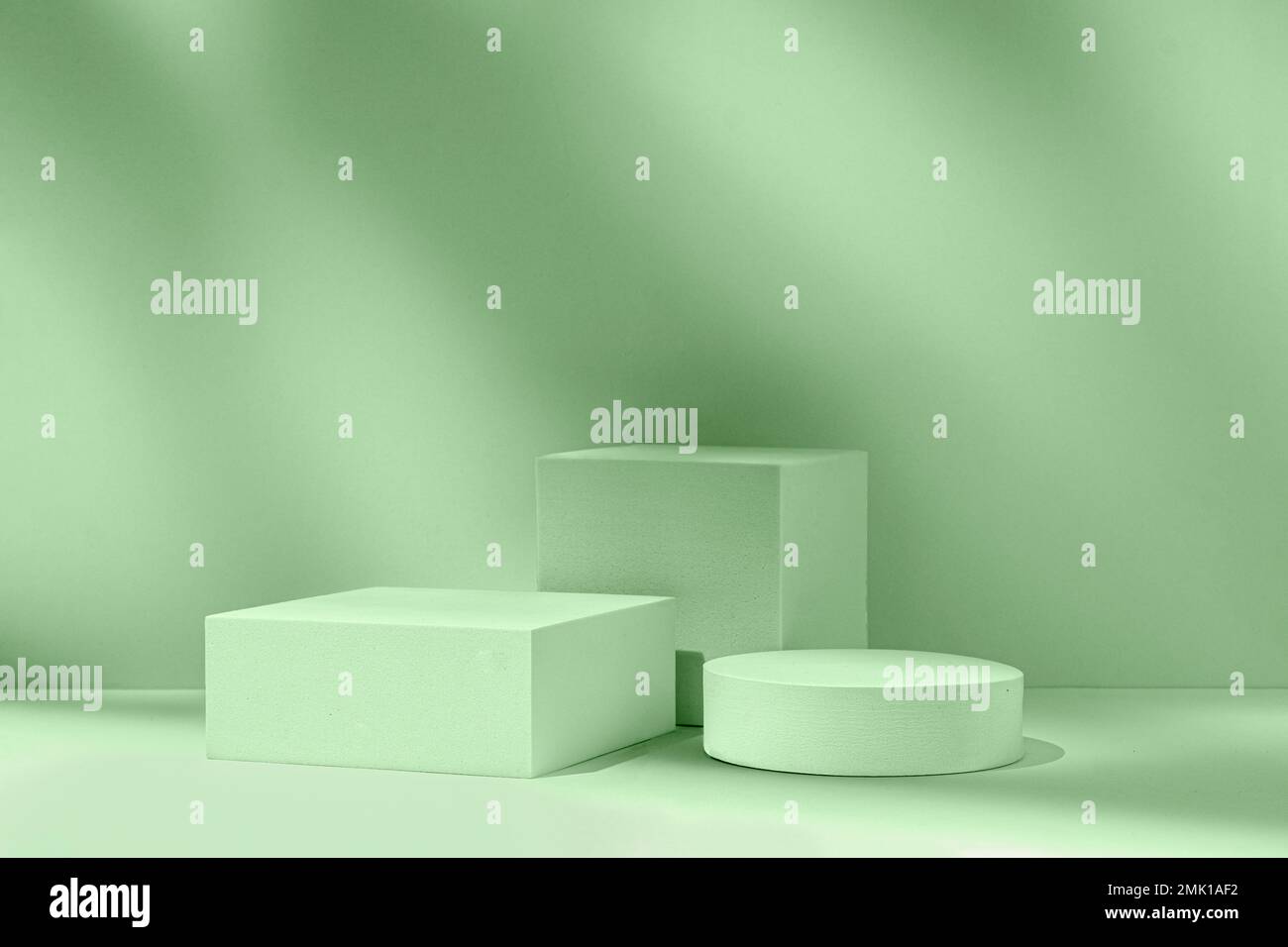 Background with runway blocks for advertising the product on a green ...