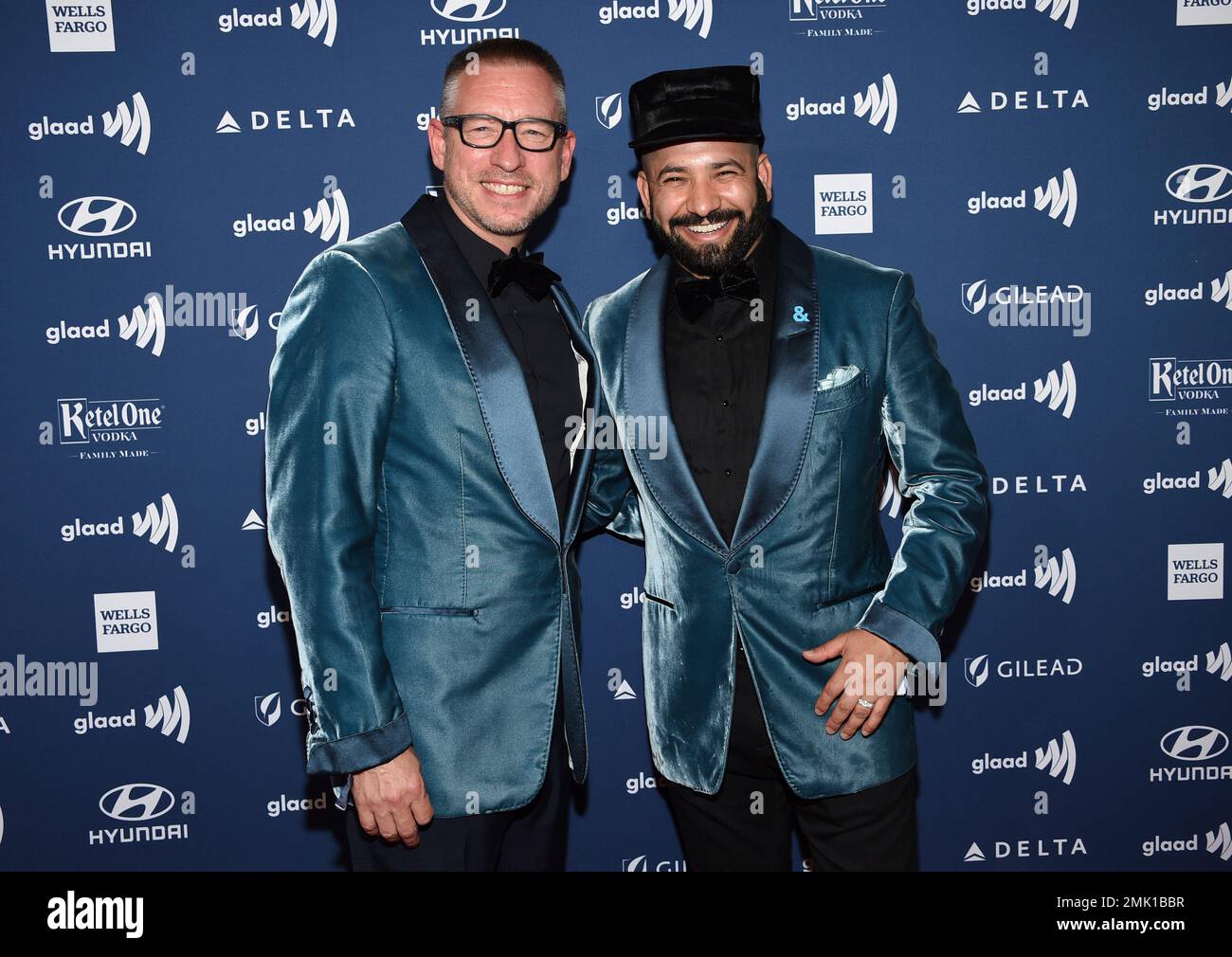 Dennis Evans, left, and Lucas Evans attend the 30th annual GLAAD Media ...