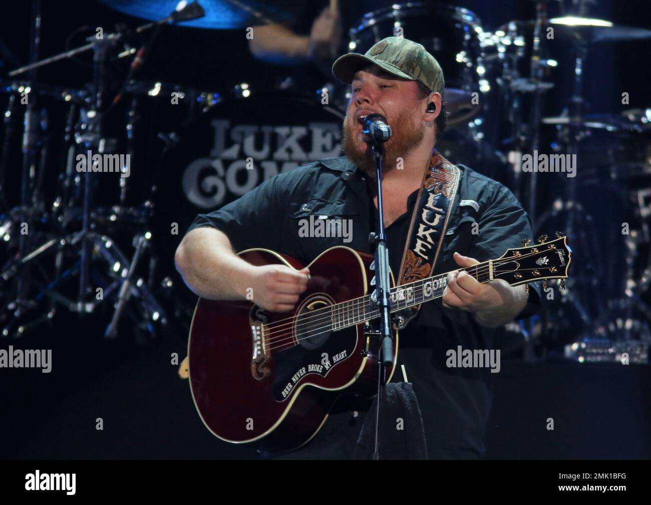 Luke Combs performs at the iHeartCountry Festival at the Frank Erwin ...