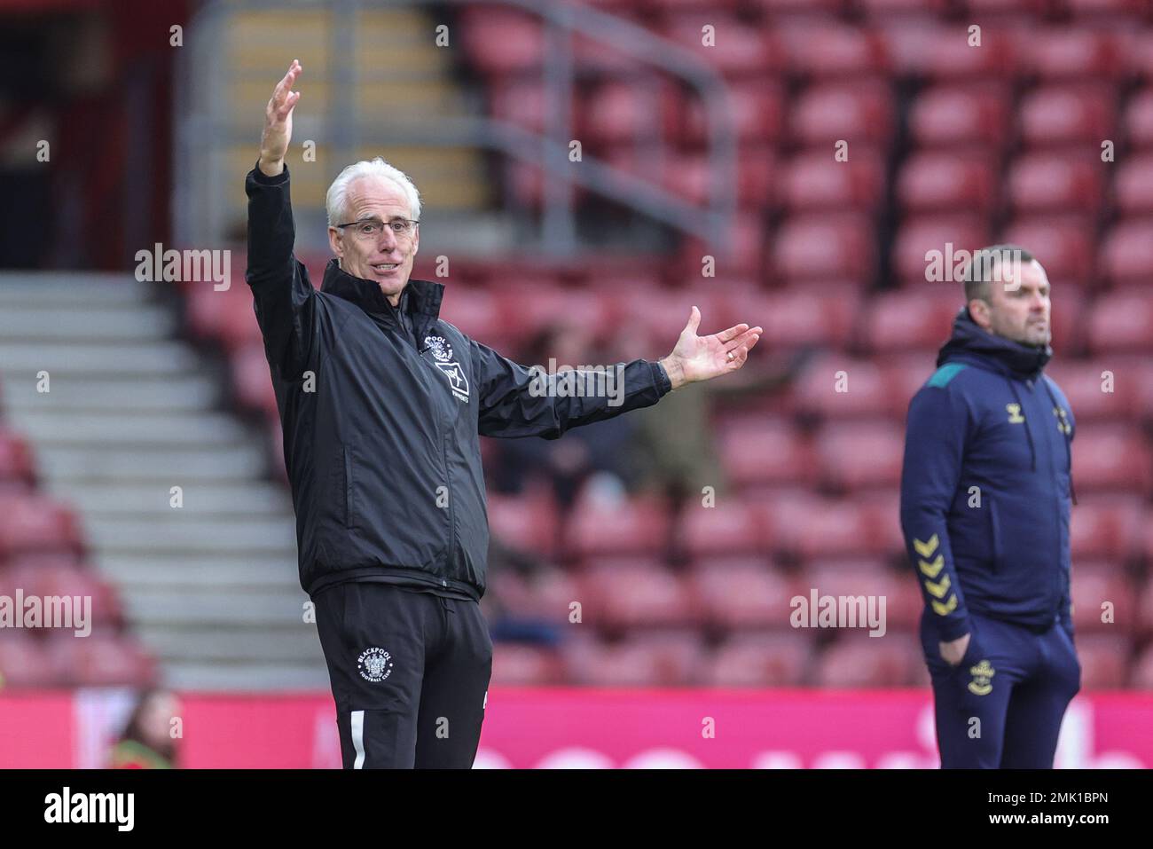 Mick McCarthy Manager of Blackpool reacts after Chris Maxwell #1 of ...