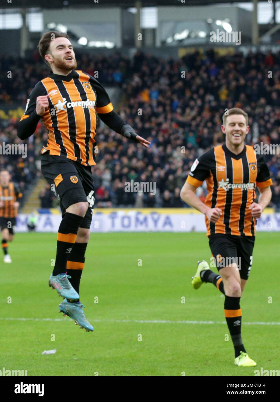 Hull City's Aaron Connolly celebrates scoring their side's first goal ...