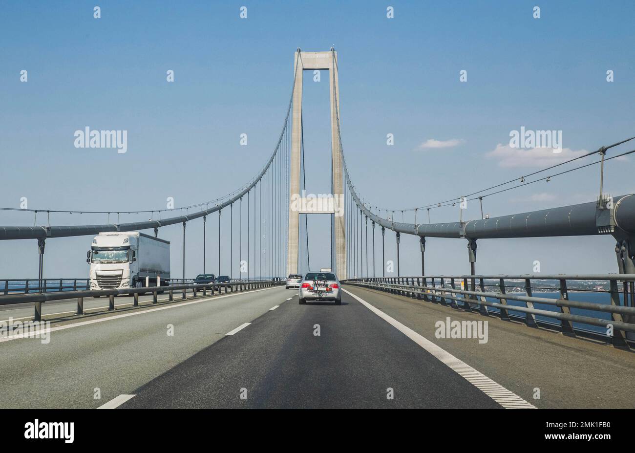 Great Belt Bridge which crossing the North Sea in Denmark Stock Photo ...