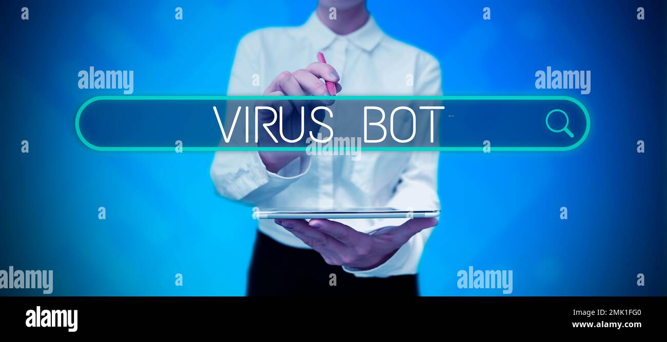 Writing displaying text Virus Bot. Word for malicious self-propagating ...