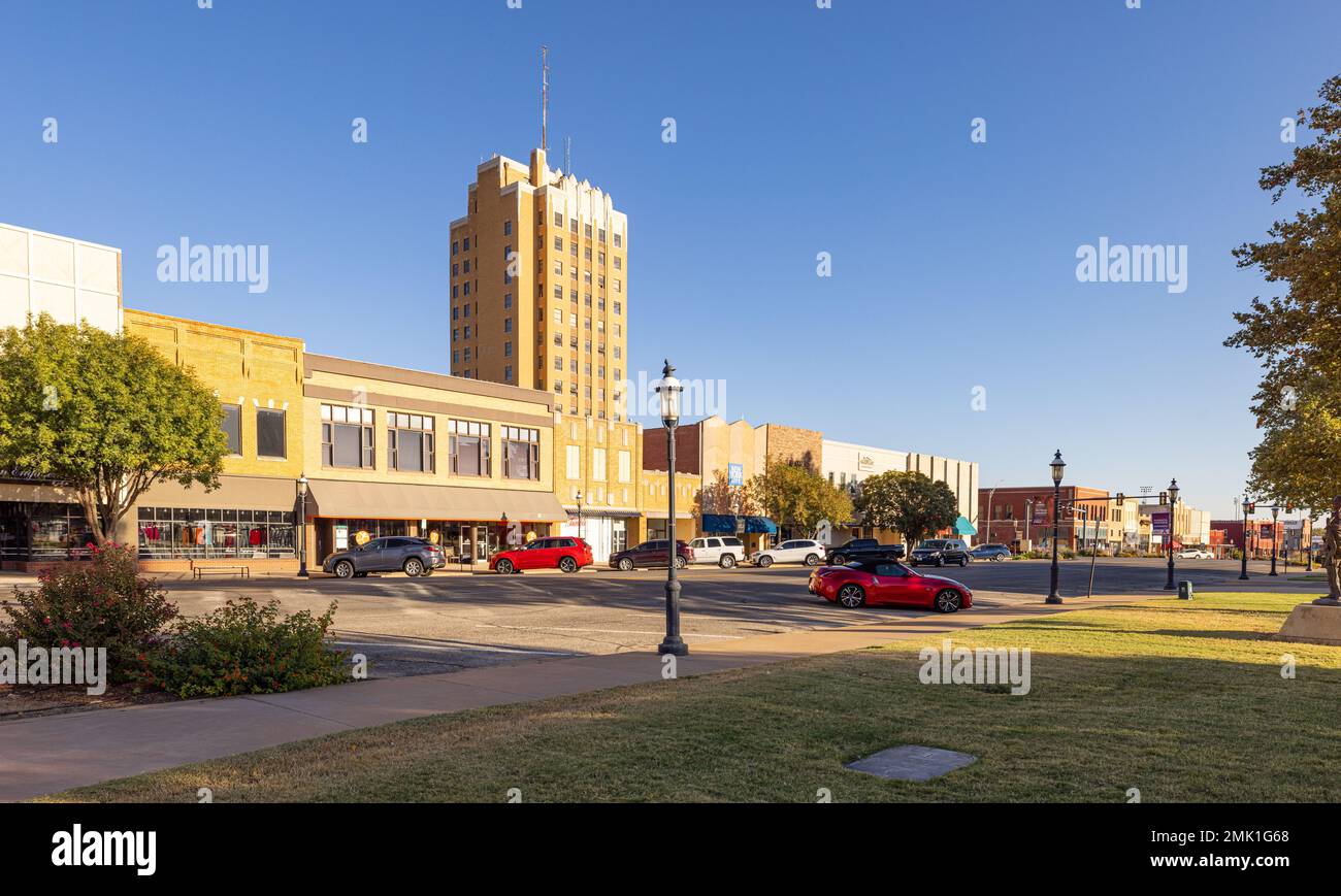 Enid, Oklahoma, USA - October 17, 2022: The old business district on ...