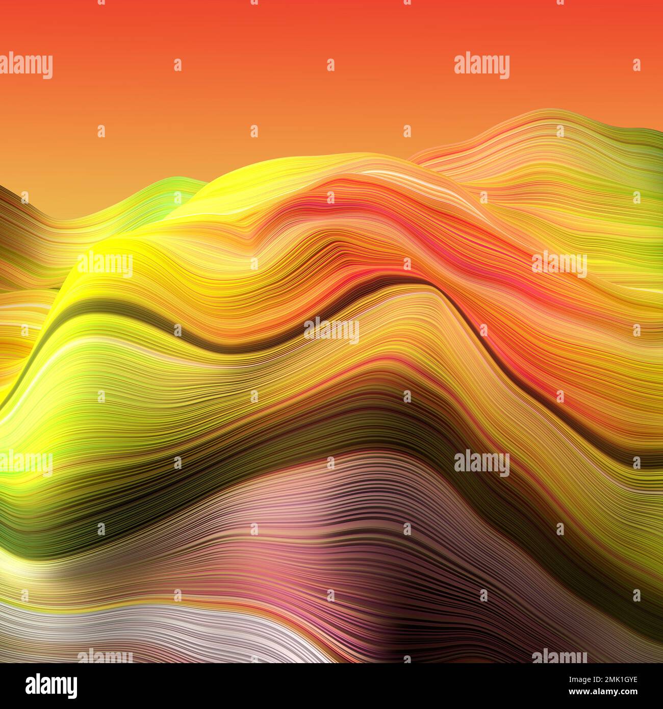 Multi-colored curved structured and striped wavy shape background in ...