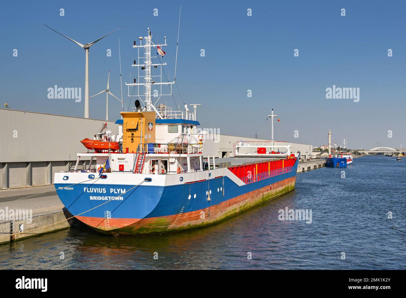 Antwerp, Belgium - August 2022: Small cargo ship Fluvius Plym ...