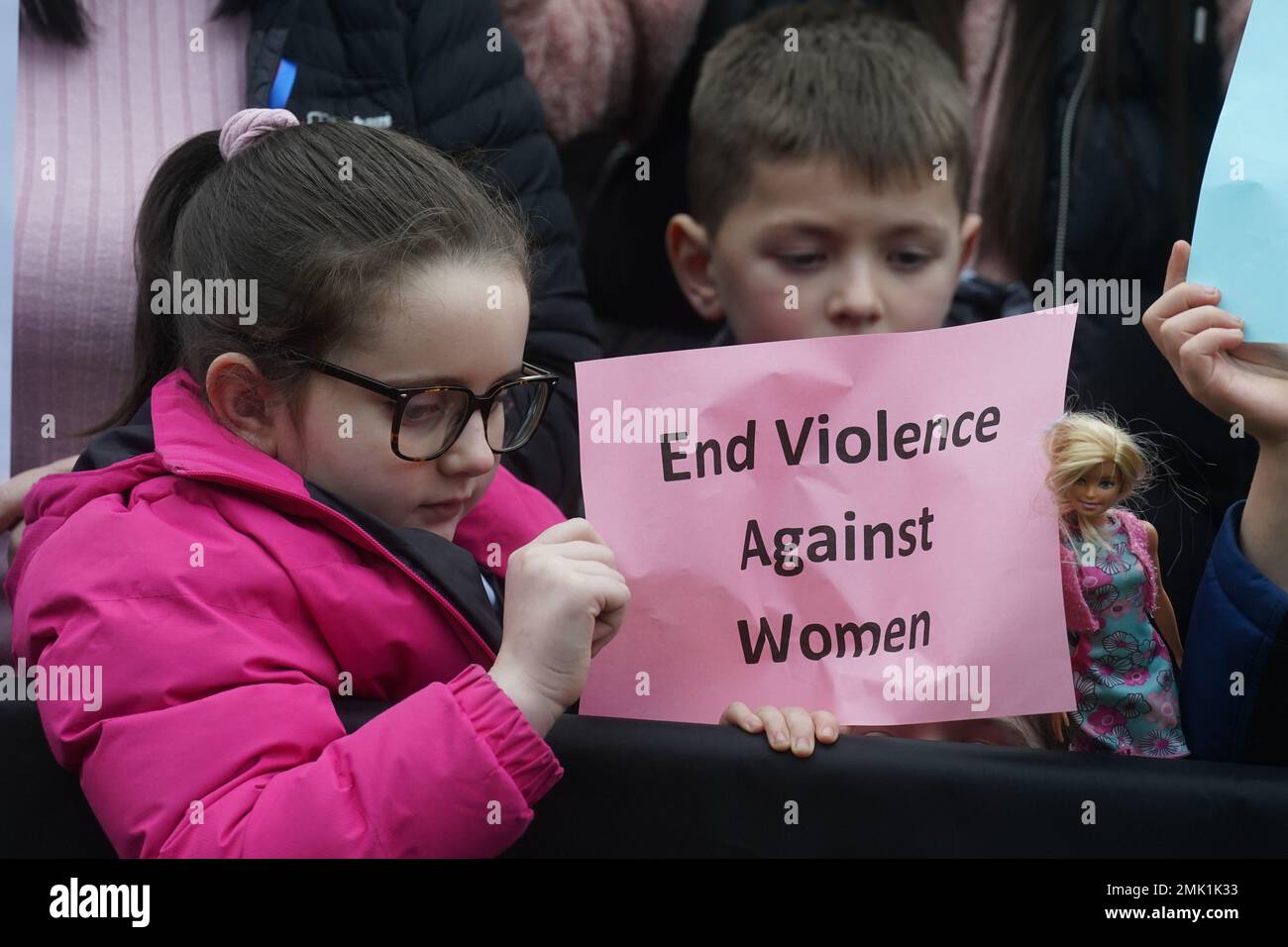 Sarah Haddock, six, attending the vigil at Lurgan Park in Lurgan, Co ...