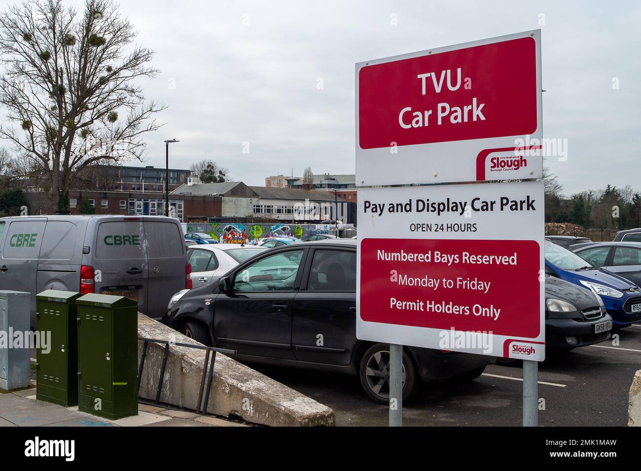 Slough, Berkshire, UK. 28th January, 2023. The former student car park ...