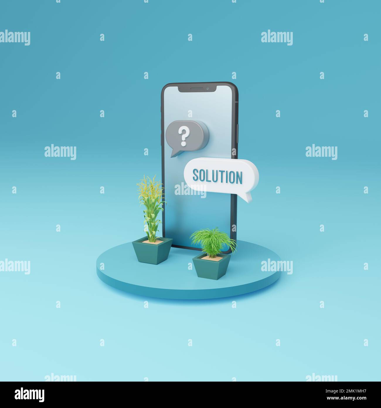 Problem and solution chat conversation concept with 3d smartphone ...