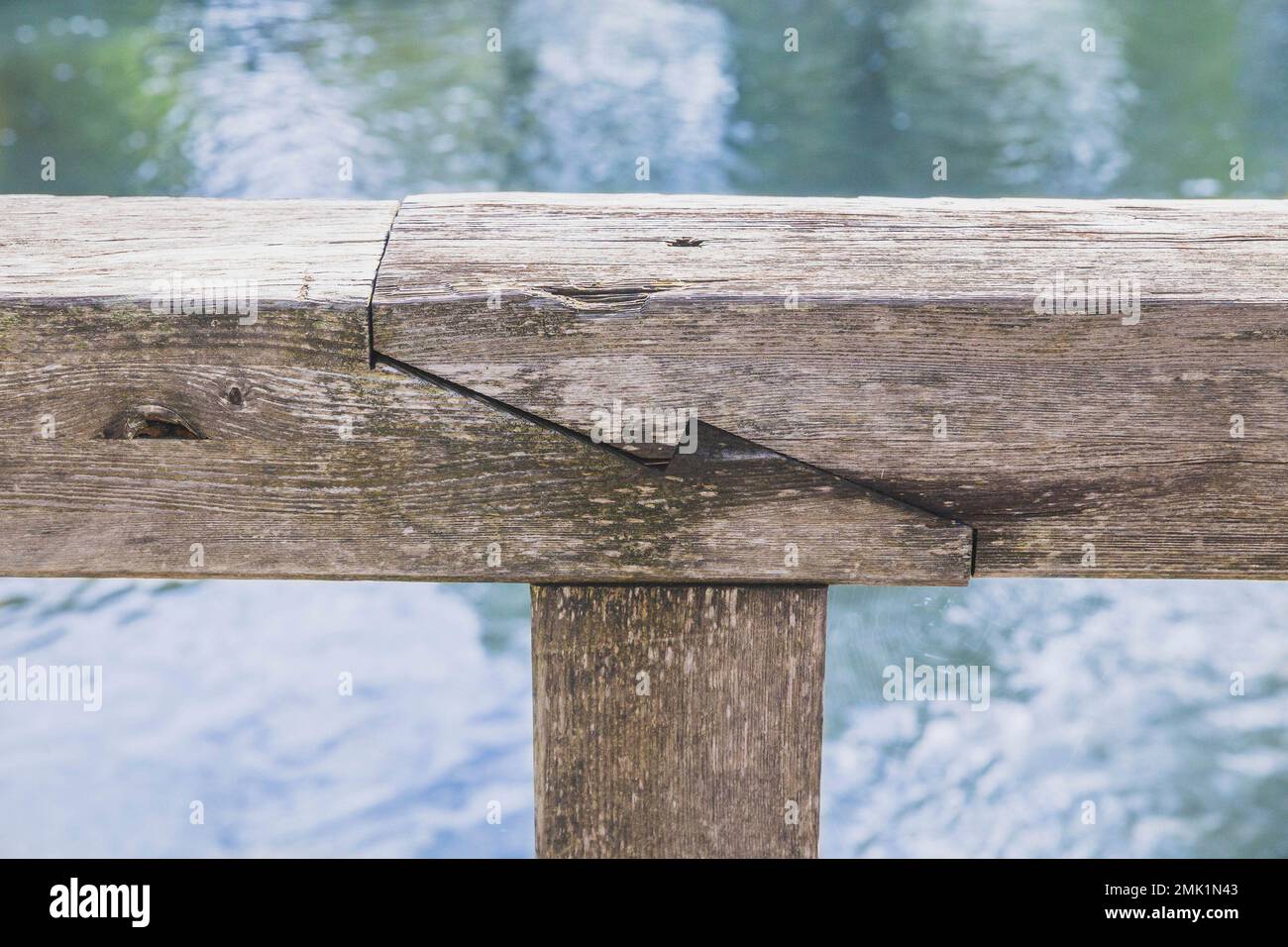 Railing connection on a wooden pedestrian bridge Stock Photo - Alamy
