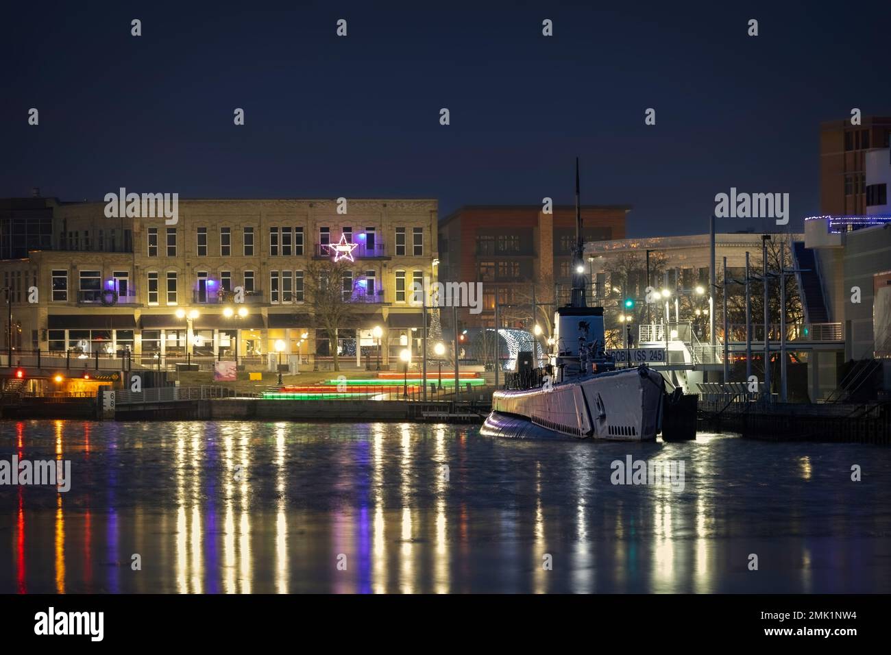 Early morning on the Manitowoc River near the USS Cobia, a World War ...