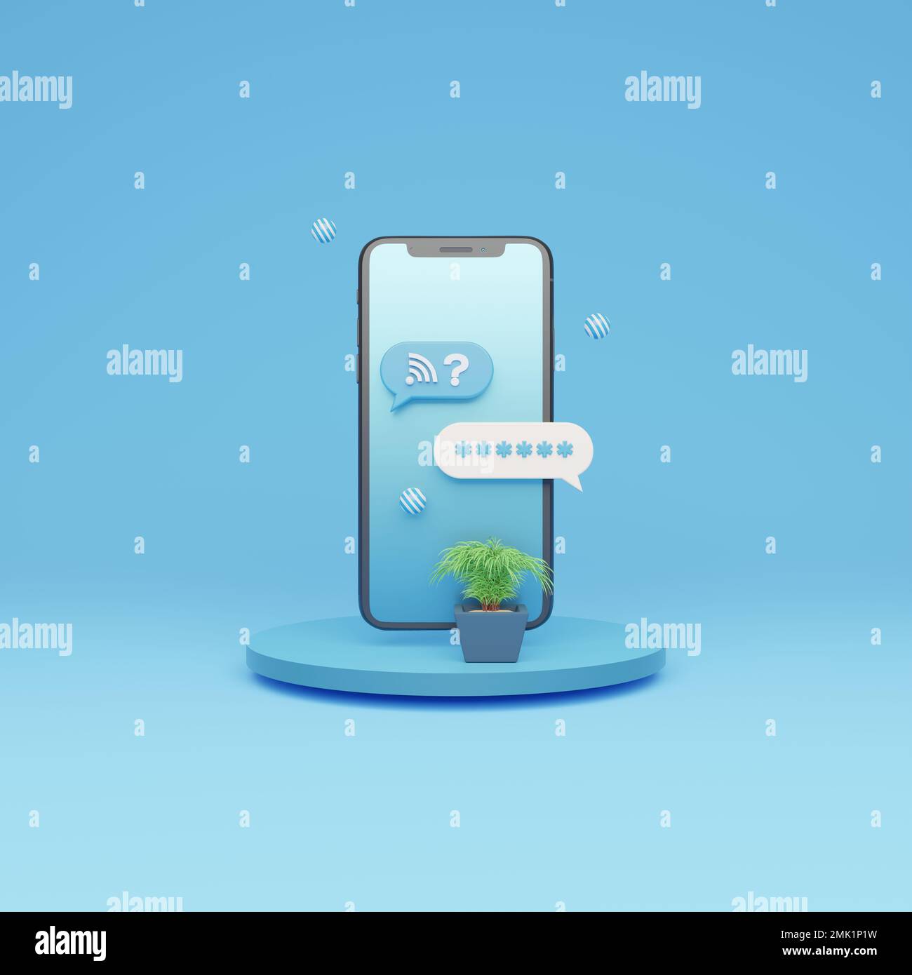 3d rendering password leaking concept with chat bubbles on smartphone ...