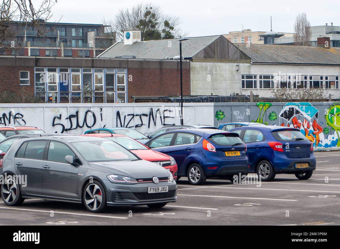 Slough, Berkshire, UK. 28th January, 2023. The former student car park ...