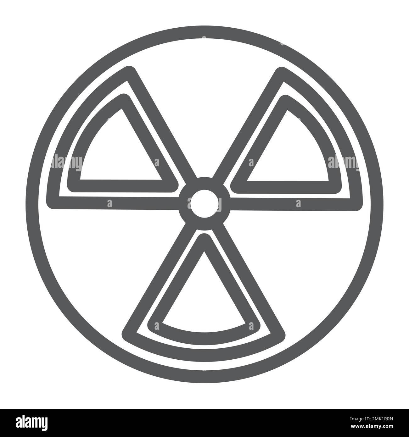 Radiation line icon, warning and symbol, hazard sign, vector graphics, a linear pattern on a ...