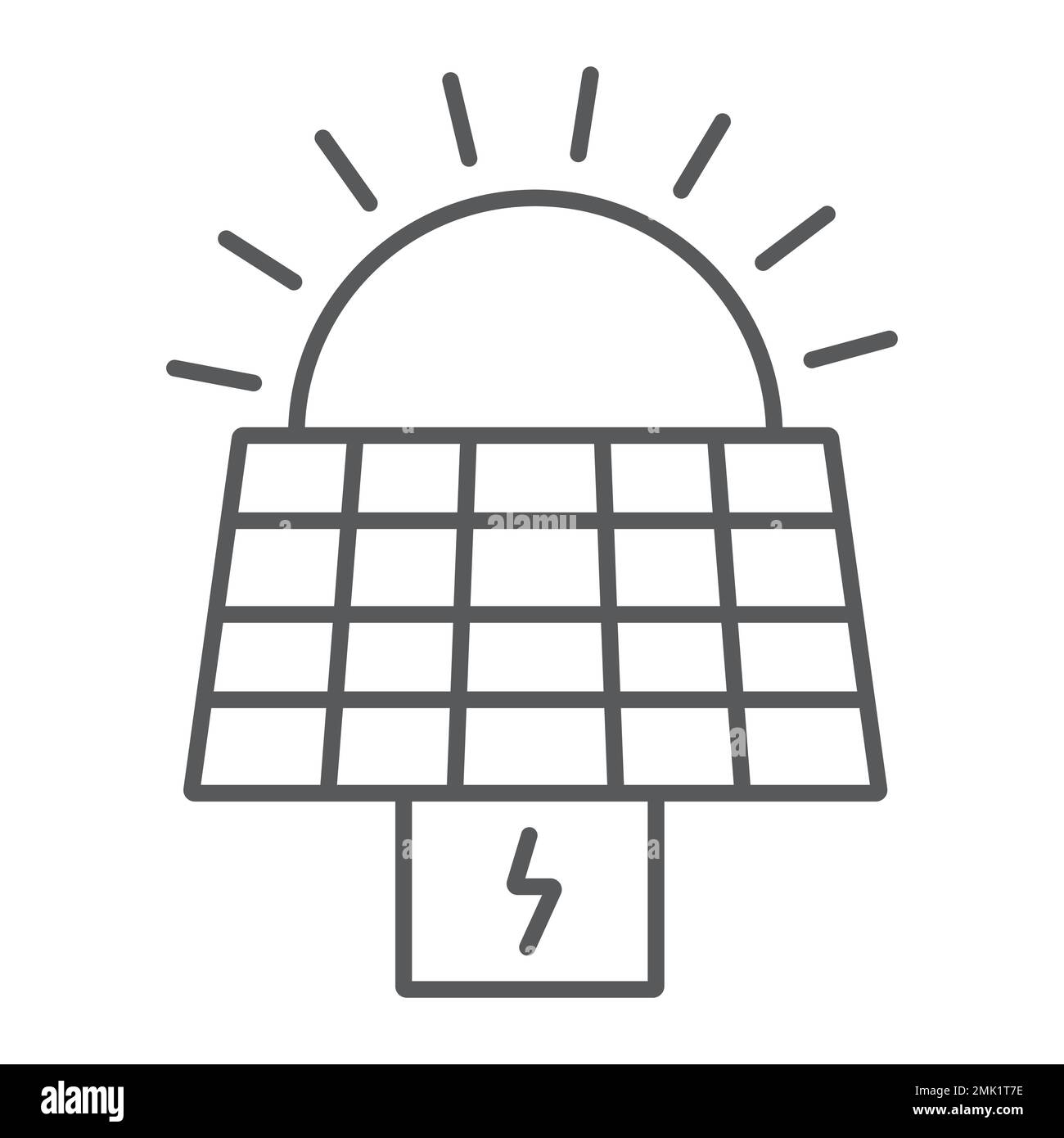 Solar panel thin line icon, ecology and power, sun energy sign, vector ...