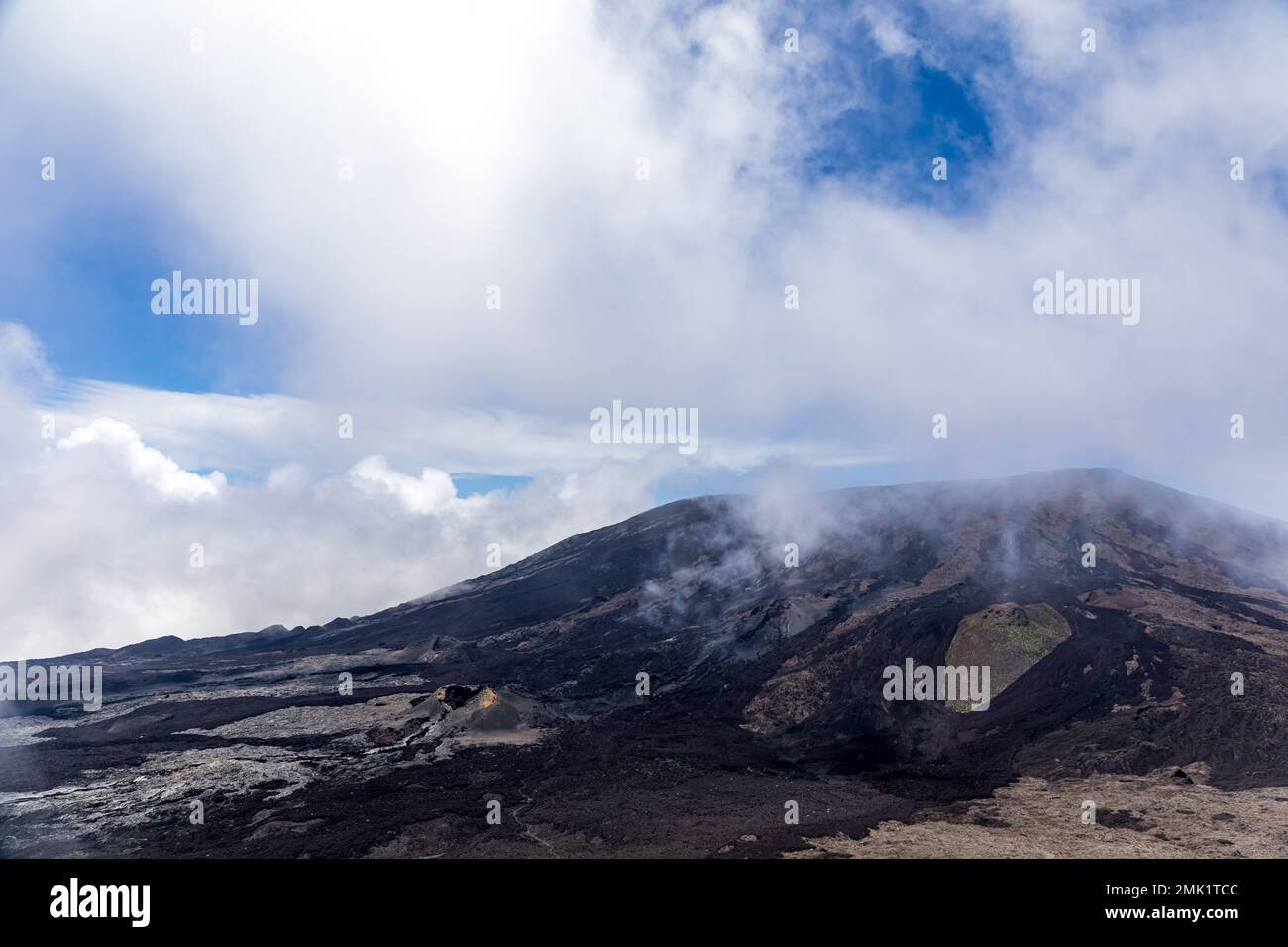 Reunion Island - Piton de la Fournaise volcano and Piton Jacob crater ...