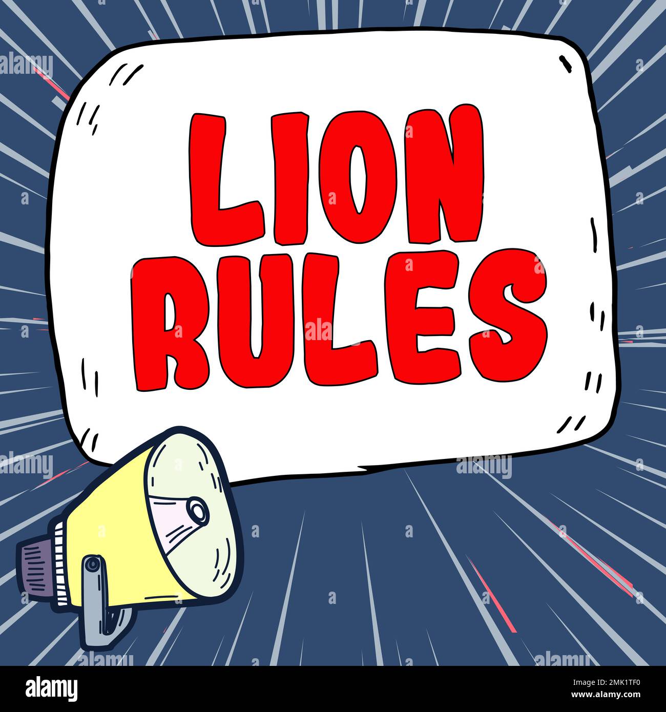 Conceptual display Lion Rules. Business showcase epitome of strength ...